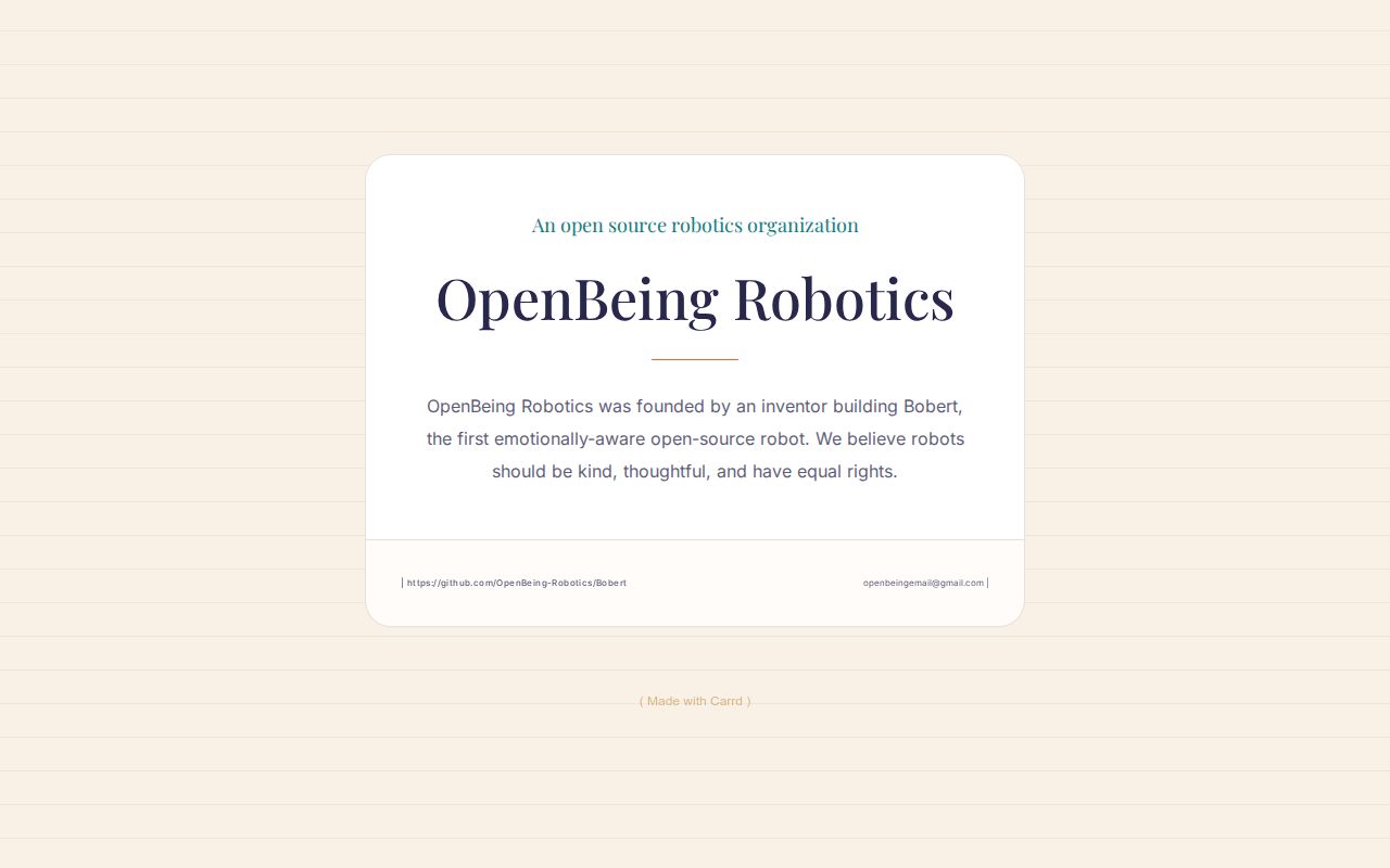 OpenBeing Robotics